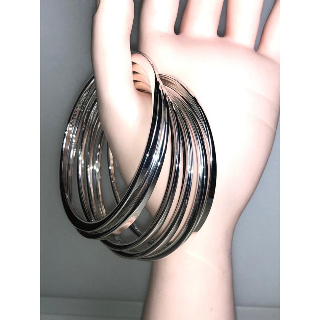 CHLOE & ISABEL Set of Polished Silver-tone Stacking Bangles -B015 - Etsy
