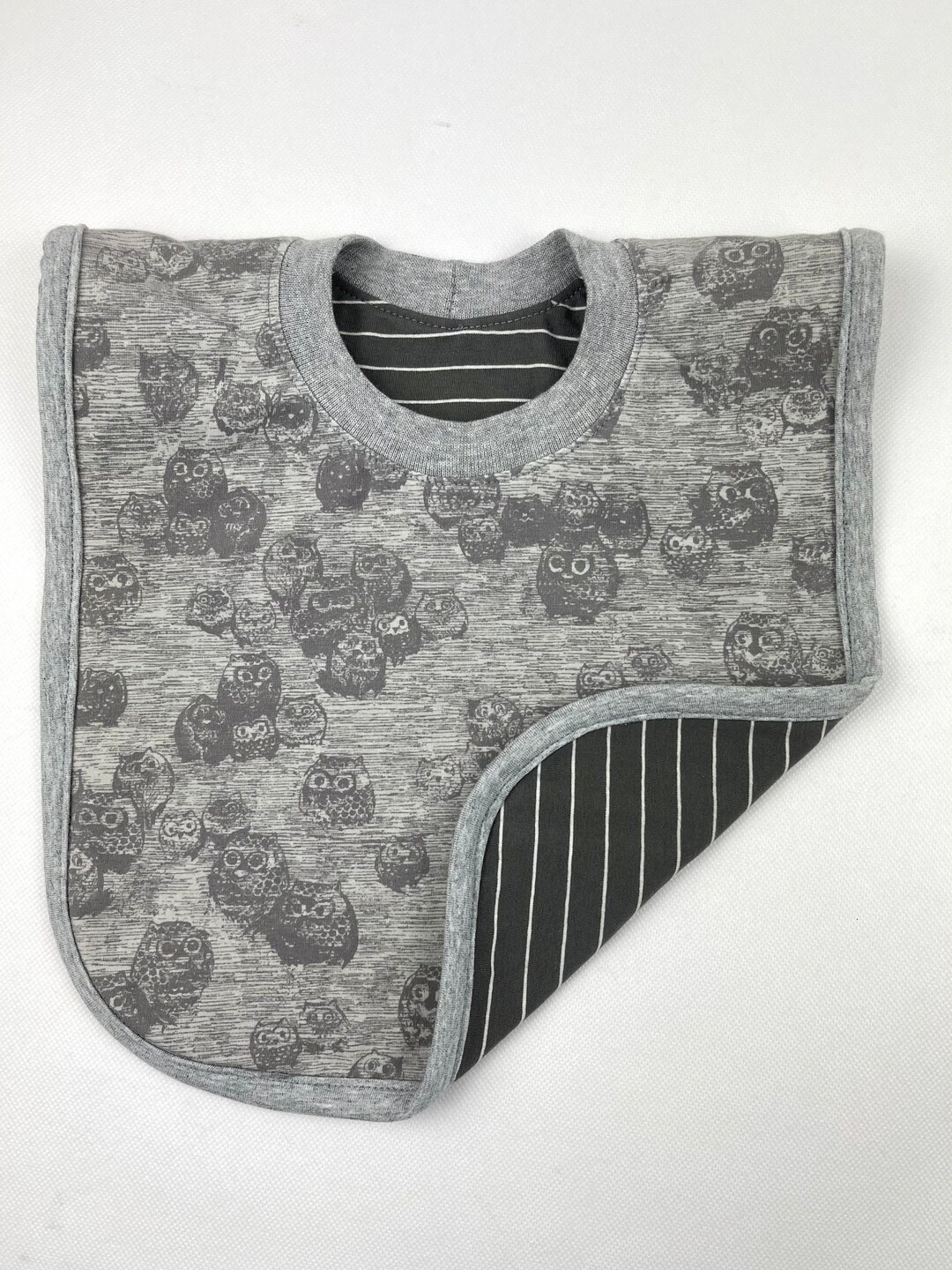 Reversible Cotton Knit Baby Bib: Owl Print, Pull Over Style - Etsy