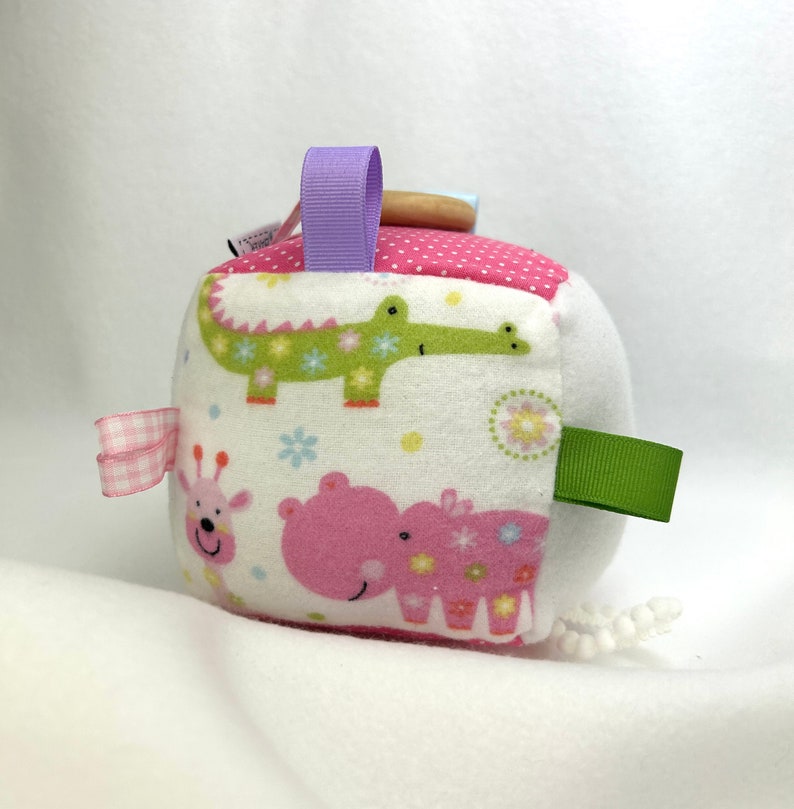 Baby Toy Sensory Baby Block Baby Girl Pink Rattle Fabric - Etsy