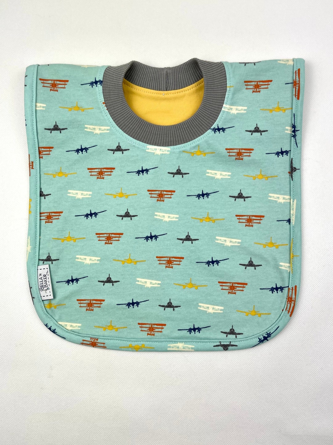 Reversible Pullover Baby or Toddler Bib Made of Coordinating Cotton ...