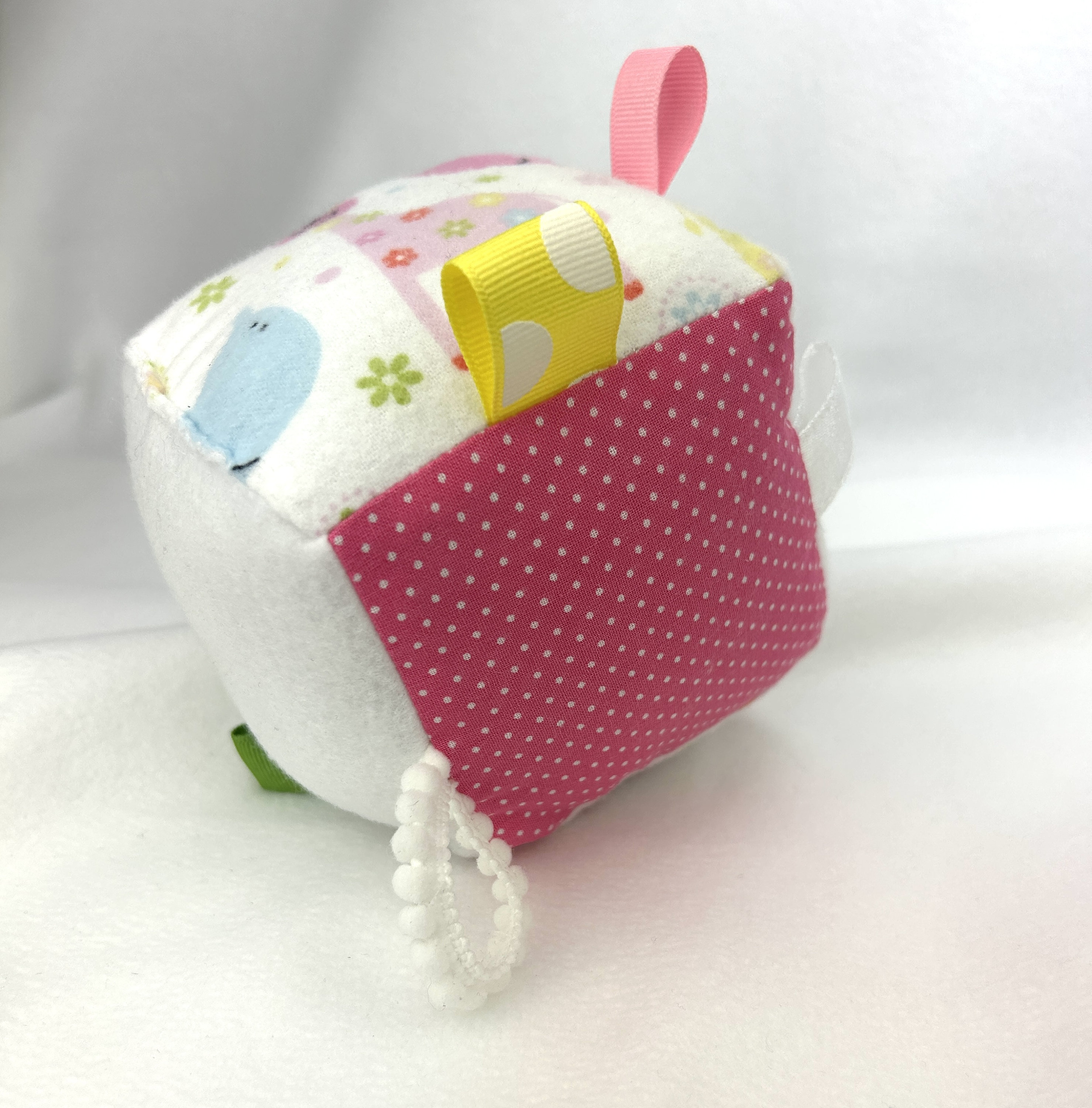 Baby Toy Sensory Baby Block Baby Girl Pink Rattle Fabric - Etsy