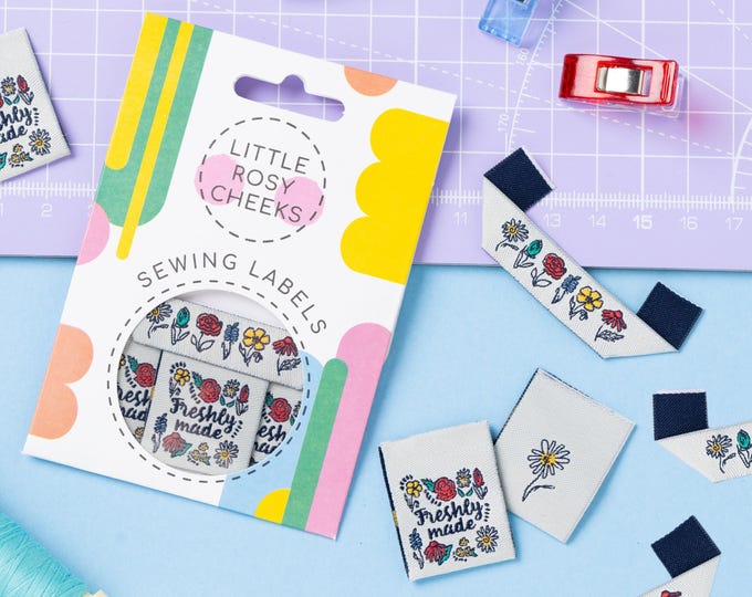 FRESHLY MADE BLOOMS - 6 Pack - Sewing Labels for Clothes and Gifts - Etsy