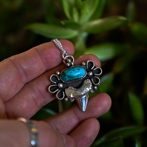 Shark Tooth With Turquoise Pendant - Etsy