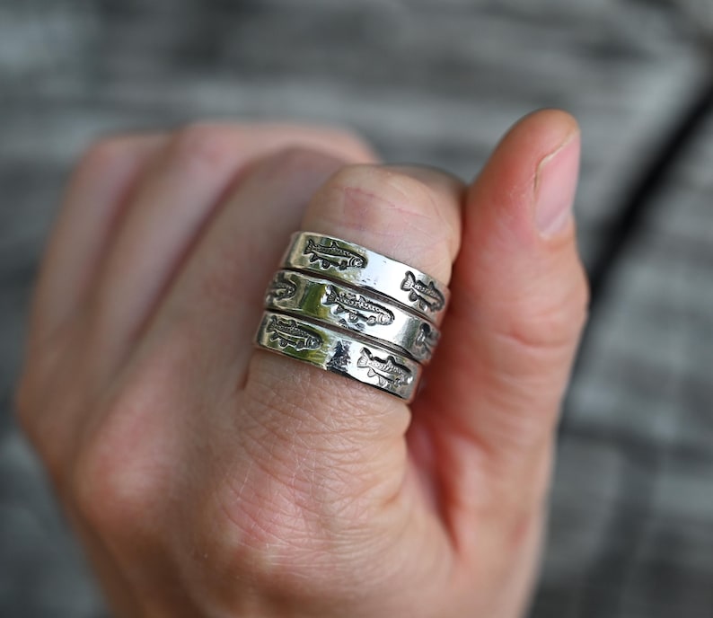 Sterling Silver Trout Fish Ring - Etsy