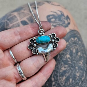 Shark Tooth With Turquoise Pendant - Etsy