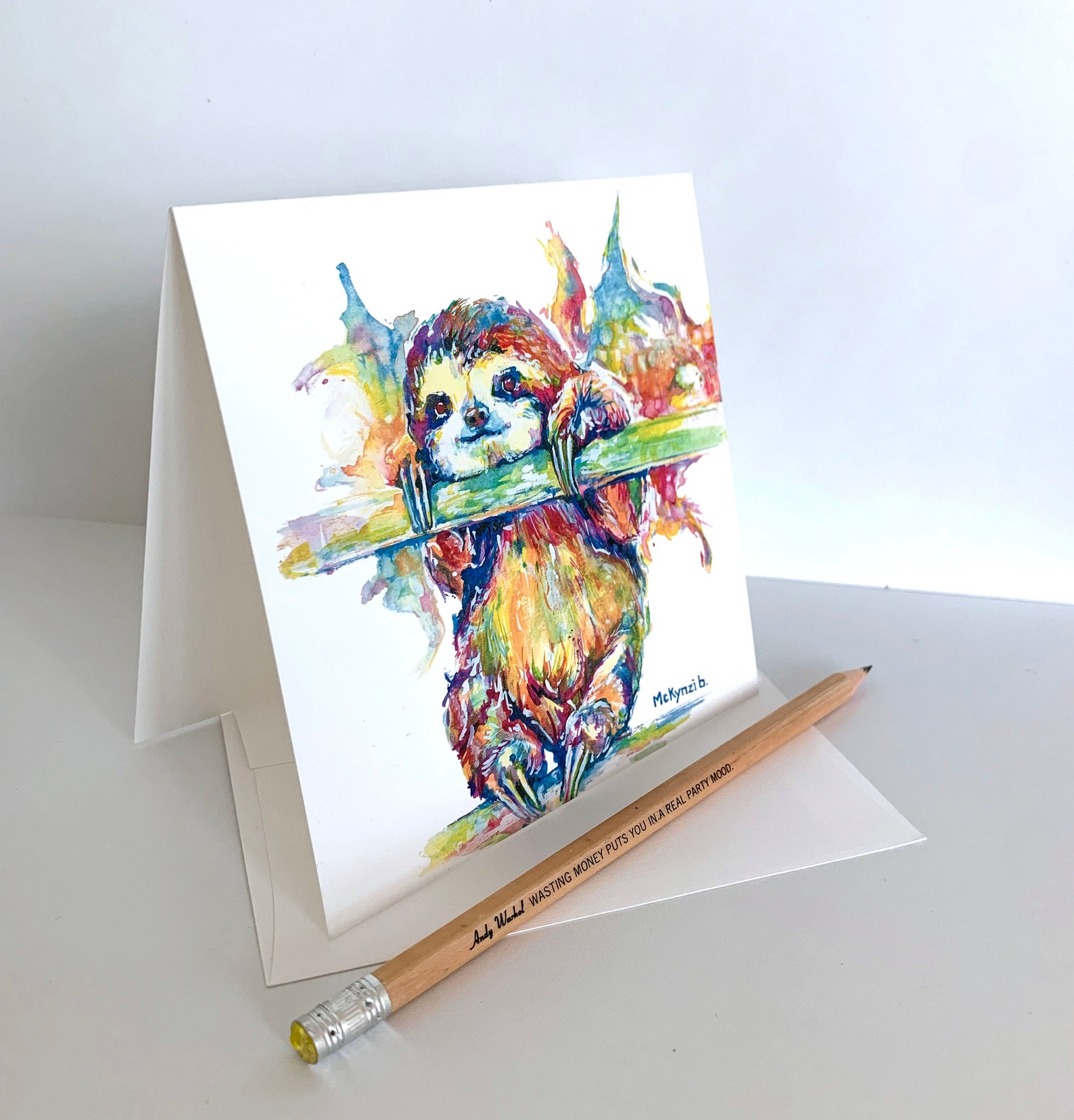 Happy Sloth Greeting Card Rainbow Sloth Card Blank Greeting - Etsy