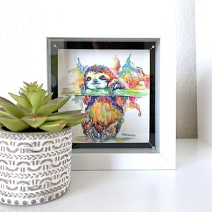 Happy Sloth Greeting Card - Rainbow Sloth Card, Blank Greeting Card ...