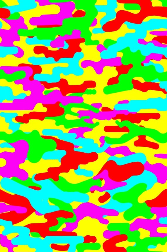 Colorful Rainbow Funky Multi Vibrant Camo Camouflage Carnival | Etsy