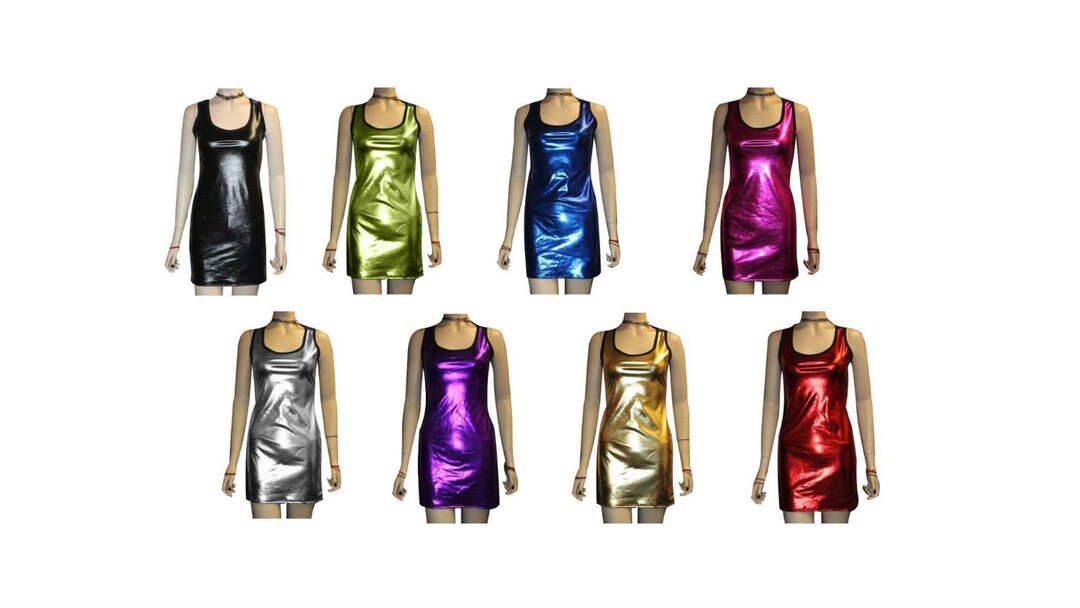 Metallic Wetlook Stretch Shiny Long Vest Tank Tops - Etsy UK