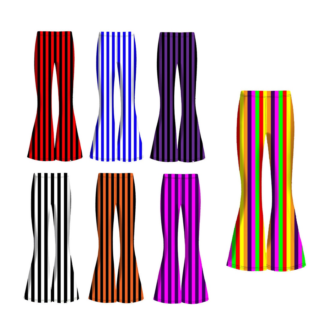 Vertical Stripe Stripes Candy Canes Printed Bell Bottom High Waisted ...