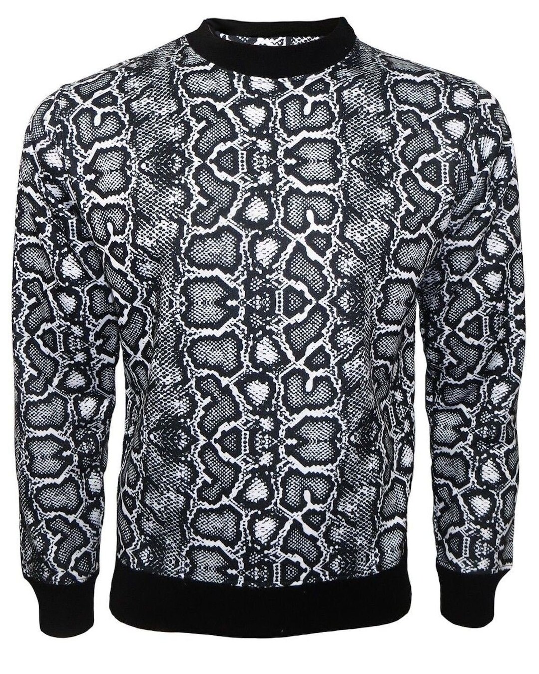 Classic Designer Unisex Monochrome Snake Python Skin Fleece Jumper ...