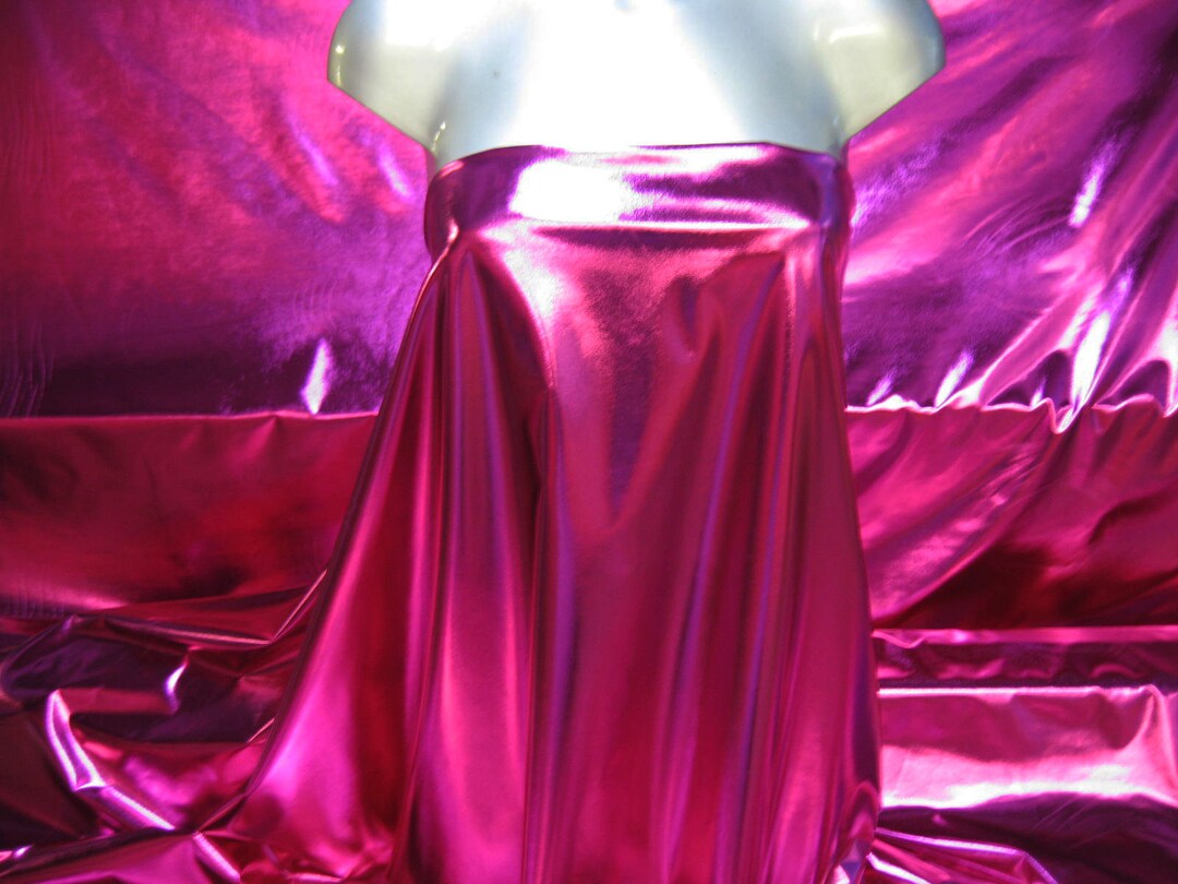 Metallic Pink Mirror Foil High Shine Liquid Wet Look Stretch Fabric ...