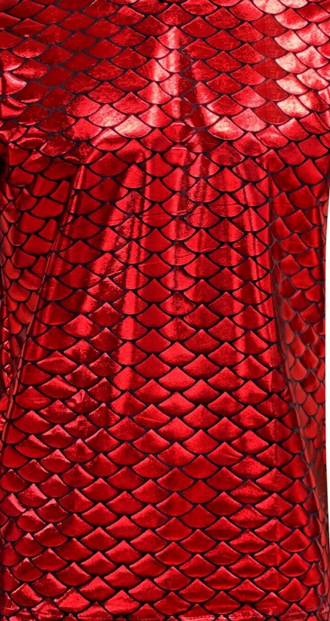Metallic Shiny Red Fish Scale Mermaid Foil Two Way Stretch - Etsy