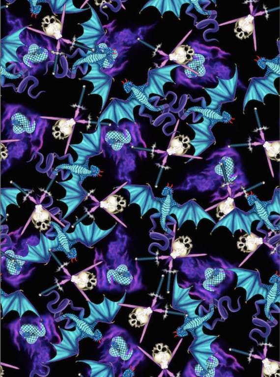 Purple Dragon Skulls On Fire
