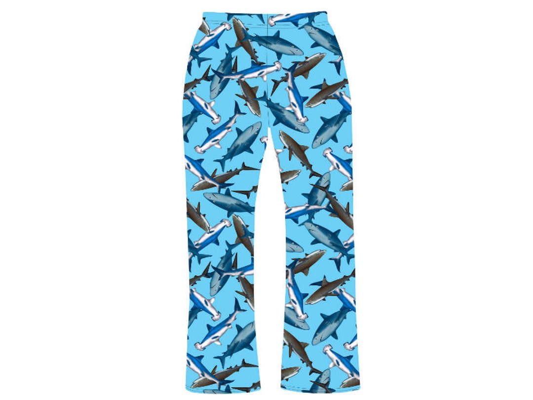 Shark Sealife Under Water Fish Print Loungewear Sleepwear Pyjama ...