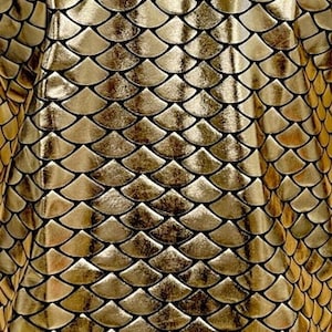 Metallic Shiny Gold Fish Scale Mermaid Foil Two Way Stretch Fabric ...