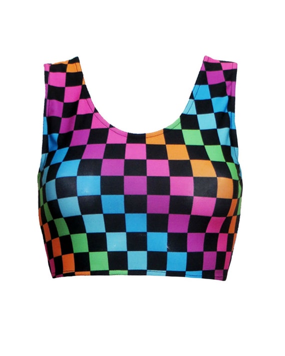 Rainbow Multicolour Checker Board Checker Squares Printed | Etsy