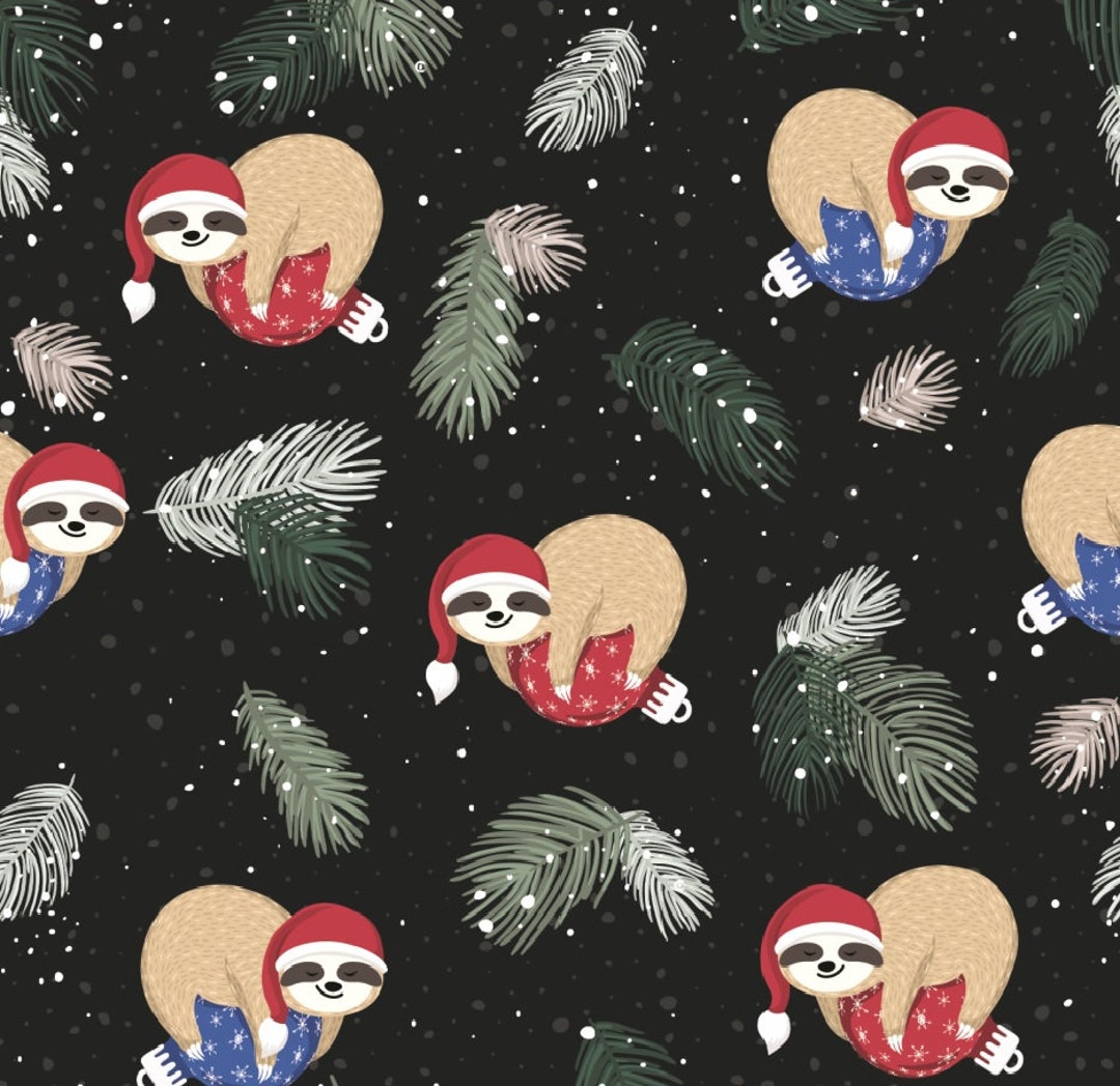 Cute Christmas Santa Hat Baby Sloths Snow Animal Sloth Print - Etsy