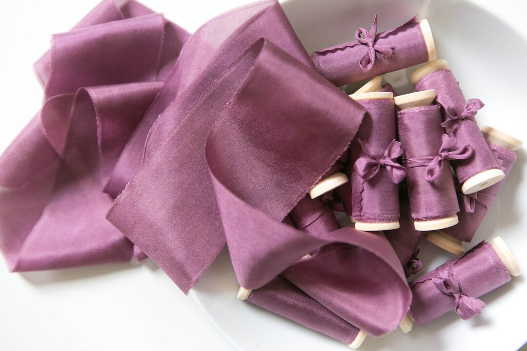 Silk Ribbon, Purple MAUVE With Markings (marbled) Hand Dyed Silk Ribbon ...