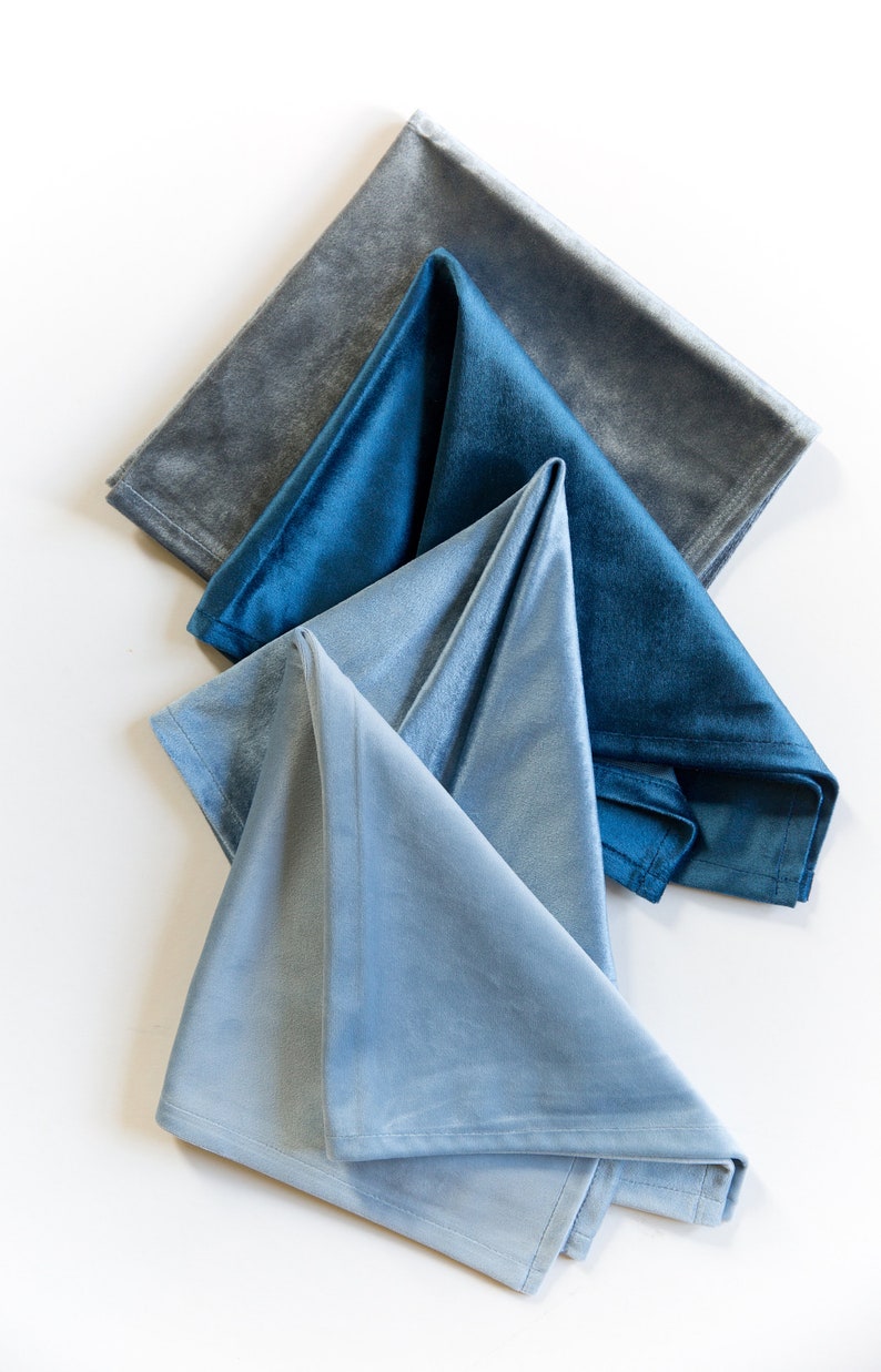 BLUE Velvet Napkins Wedding Velvet Napkins Bulk, Soft Velvet Napkins ...