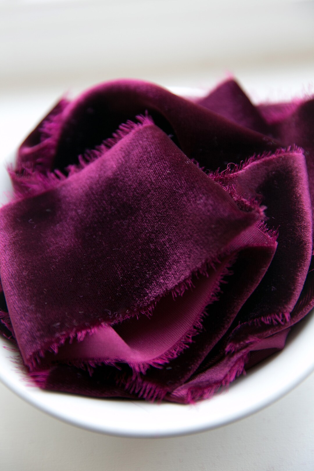 Silk Jam Velvet Ribbon, Jam Ribbon, Wedding Bridal Bouquet, Hand-dyed ...