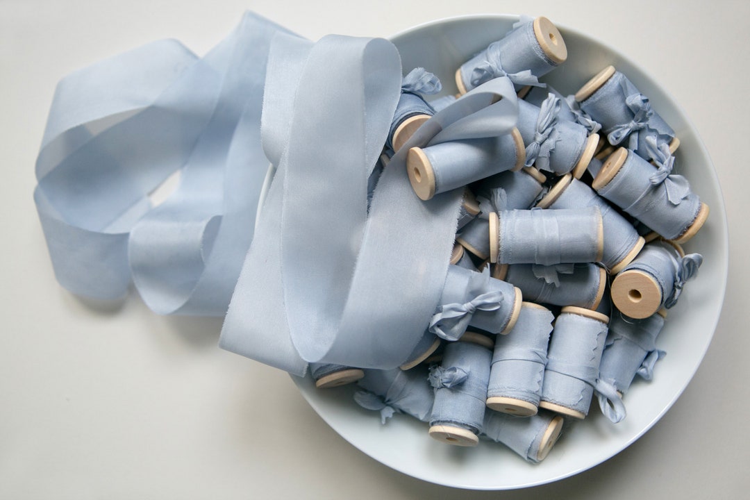 Silk Ribbon, Soft Blue Hand Dyed Silk Ribbon, Silk Ribbons, Hand Dyed ...