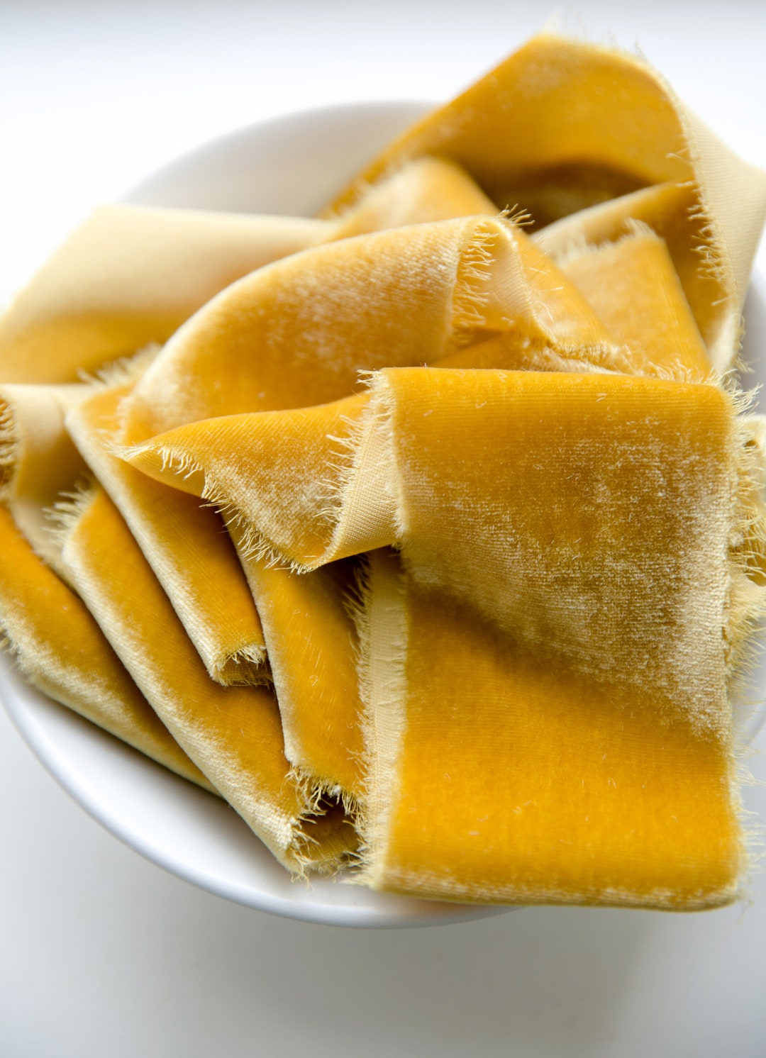 Silk Yellow Mustard Velvet Ribbon, Yellow Mustard Ribbon, Wedding ...