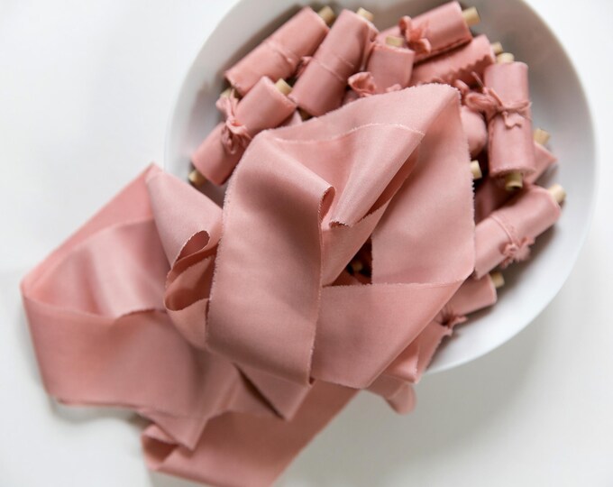 Silk Ribbon, Pink Blush Hand Dyed Silk Ribbon, Silk Ribbons, Hand Dyed ...