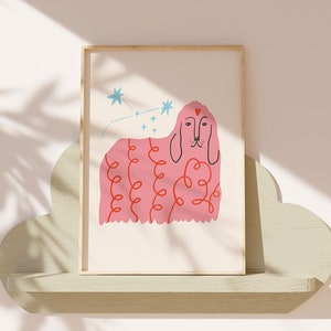 Pink Dog Art Print, Funky Kids Room Decor - Etsy