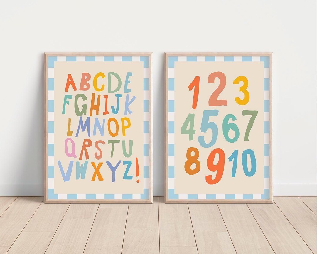 Educational Kids Prints: ABC and 123 Colorful Nursery Art (digital ...