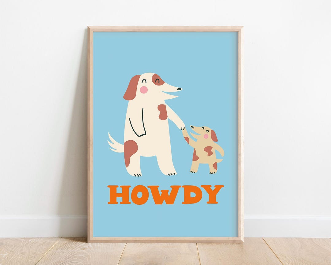 Howdy Dog Print, Cheerful Wall Art for Toddler Bedroom - Etsy