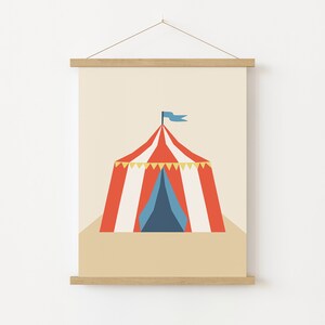 Circus Tent Kids Print, Retro Toddler Wall Art, Colorful Modern Nursery ...