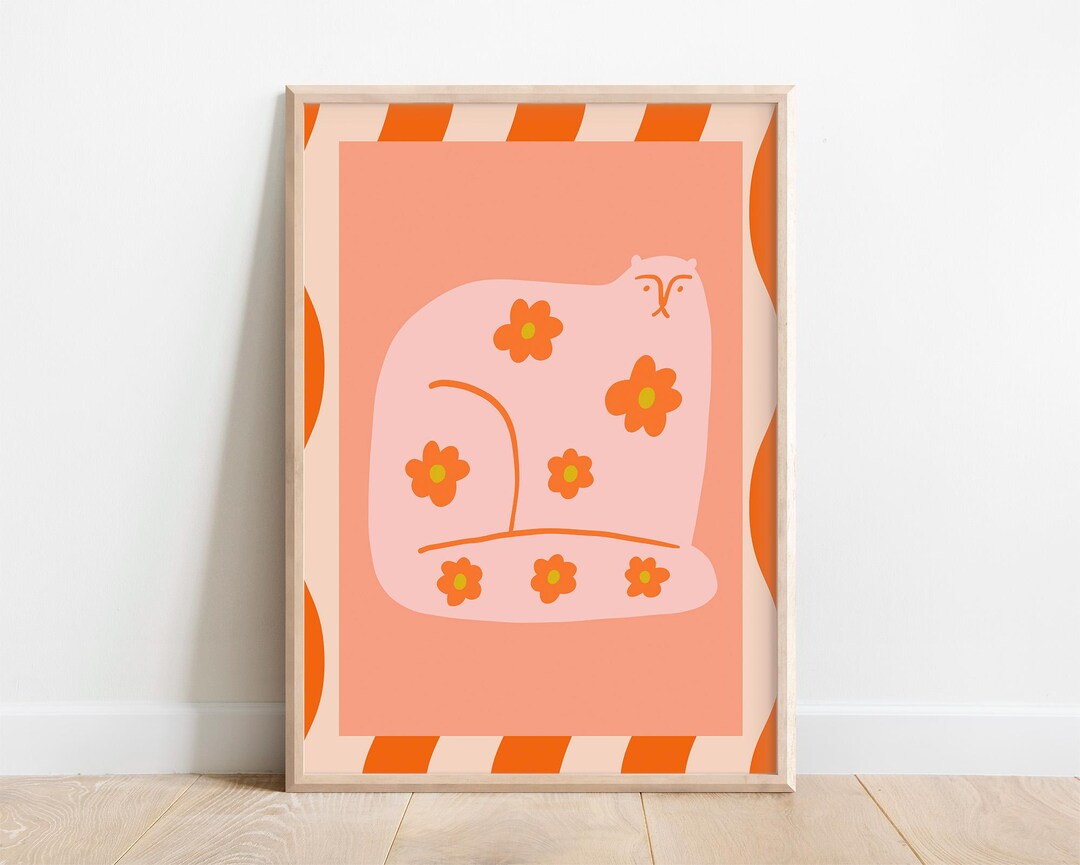 Groovy Wall Art for Kids, Funky Cat Poster, Cute Nursery Print ...