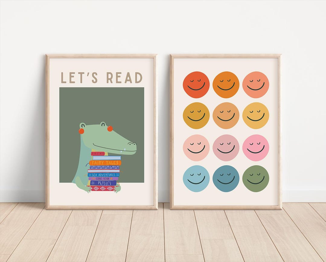 Colorful Kids Print Set - Bundle of 2 Digital Prints - Reading Poster ...