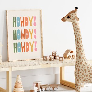 Rainbow Howdy Print, Cheerful Kids Room Poster, Bright Playroom Decor ...