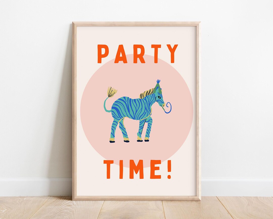 Party Time Print, Kids Wall Art, Fun Playroom Poster, Whimsical Nursery ...
