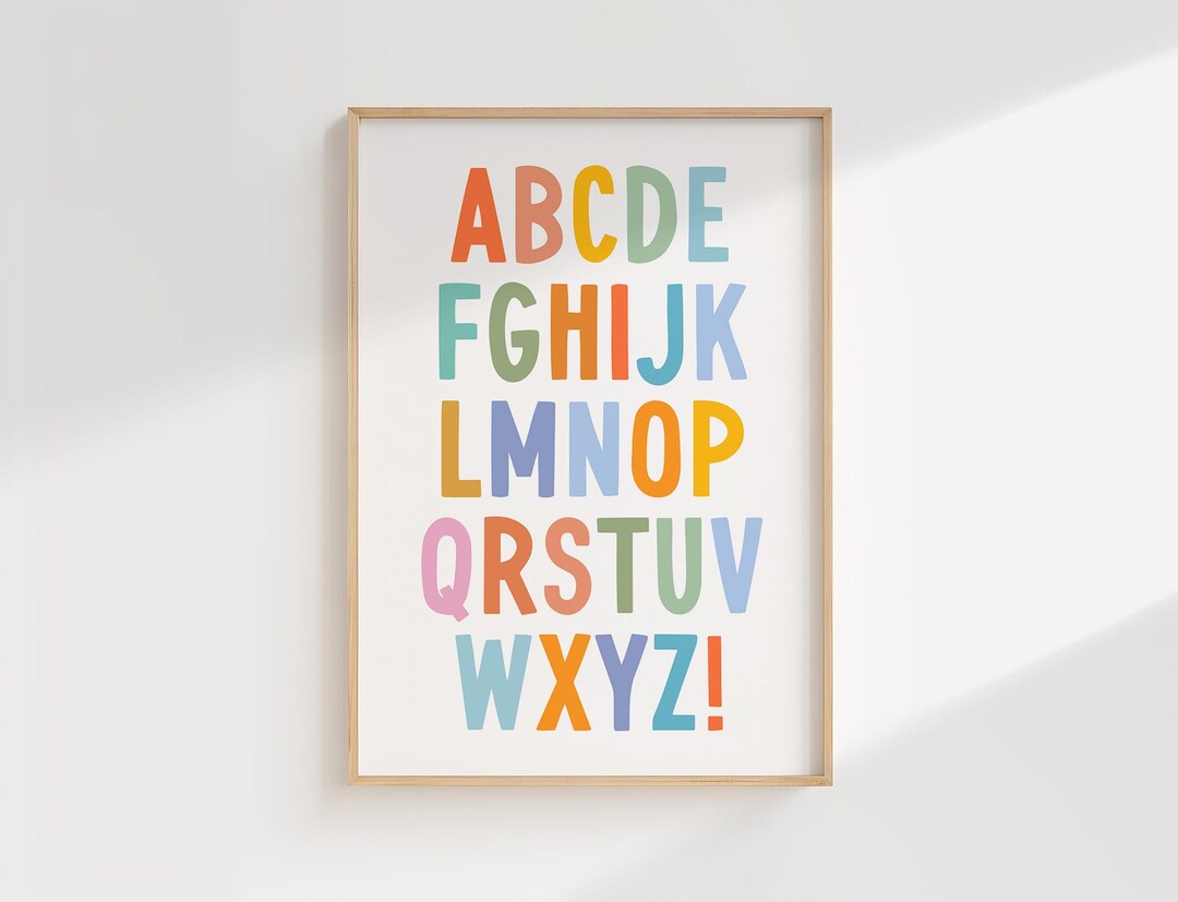 Colorful Alphabet Poster for Kids Room Decor - Cheerful Playroom Wall ...
