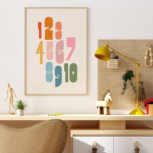 Kids Counting Poster, Rainbow Numbers Print, Colorful Kids Wall Art ...
