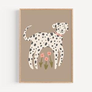 Cute Dalmatian Print, Boho Kids Wall Art, Whimsical Dog Illustration ...