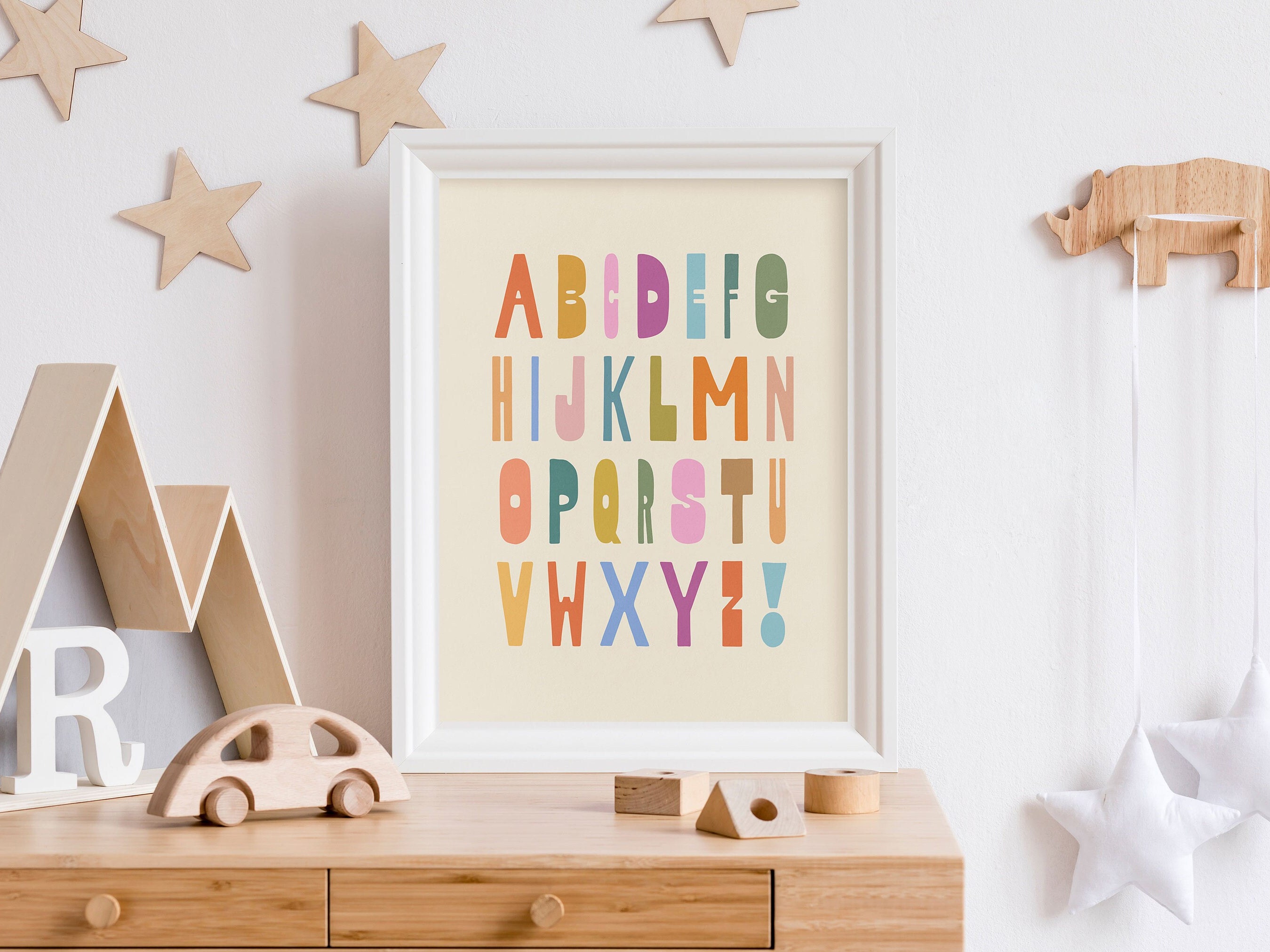 Alphabet Kids Print, ABC Toddler Wall Art, Retro Modern Typography ...