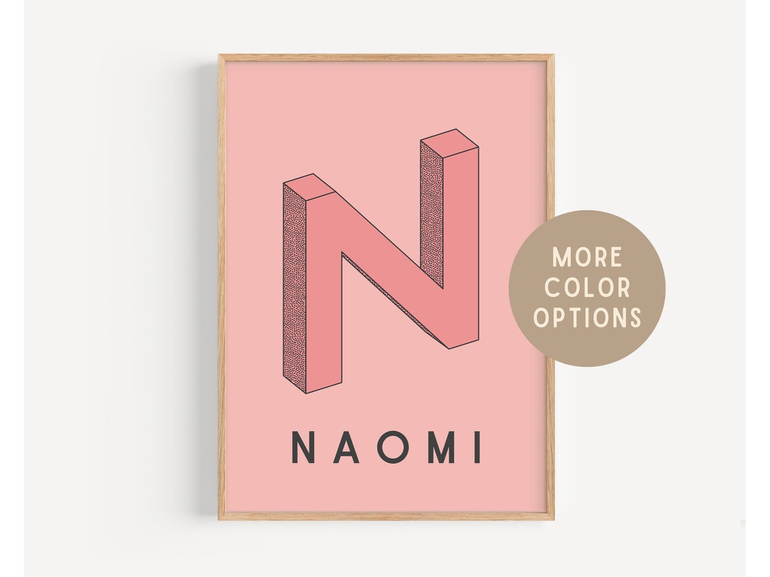Custom Digital Print, Kids Name Art, Personalized Pink Poster, Retro ...