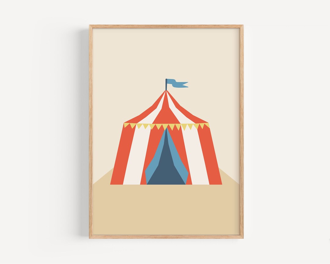 Circus Tent Kids Print, Retro Toddler Wall Art, Colorful Modern Nursery ...