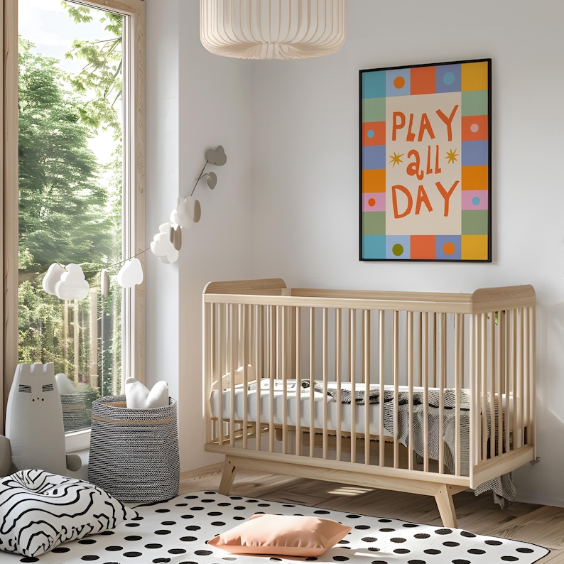 Quirky Playroom Print for Kids - Colorful Wall Art - Fun Nursery Decor ...