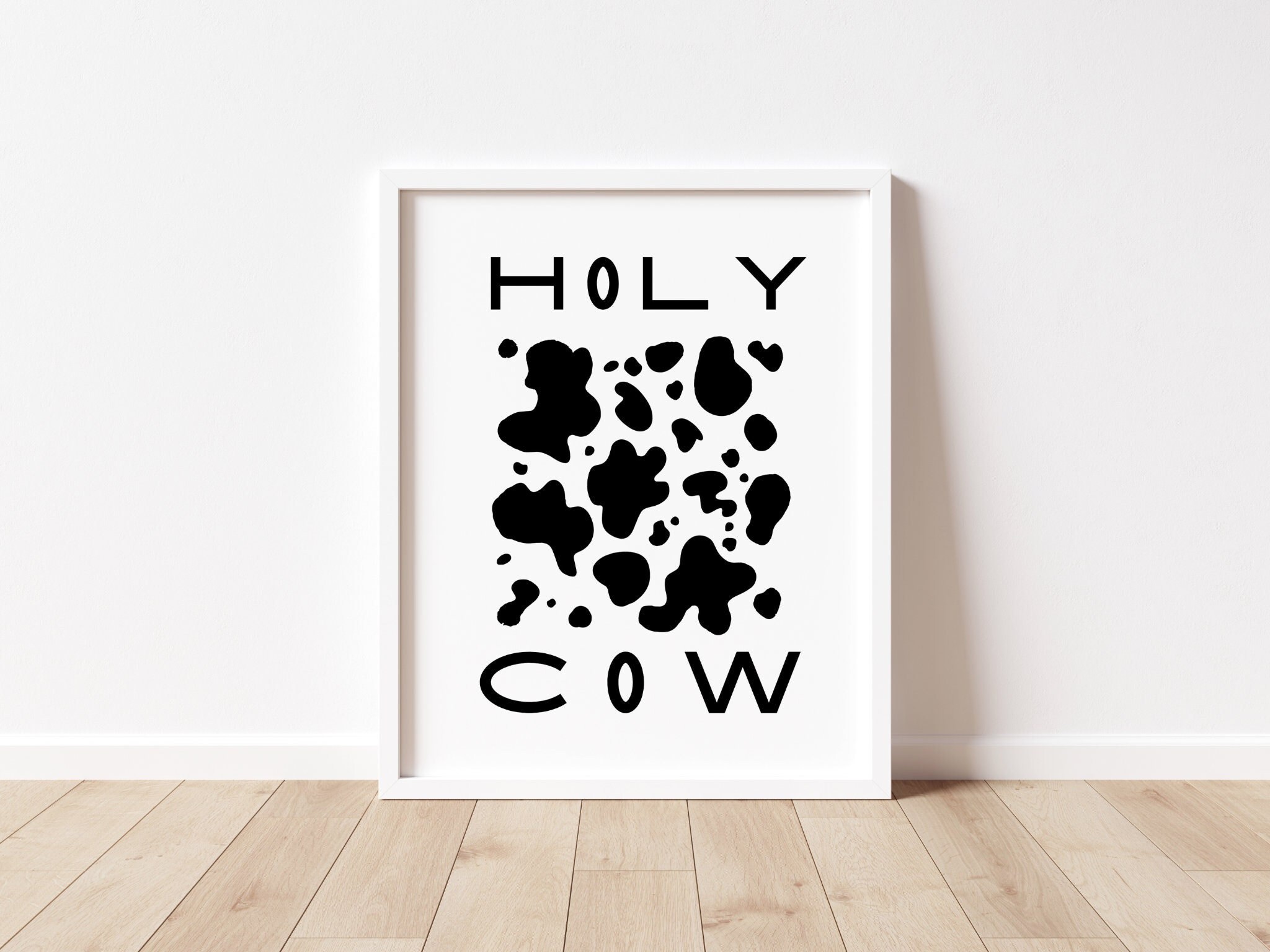Digital Cow Poster, Kids Printable Wall Art, Silly Holy Cow Phrase ...