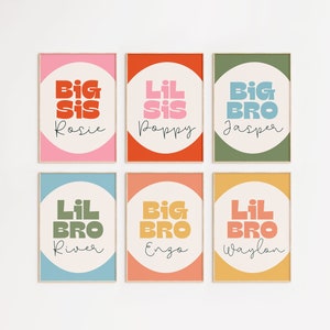 Sibling Print Bundle, Kids Wall Art, Sisters Bedroom Poster, Colorful ...