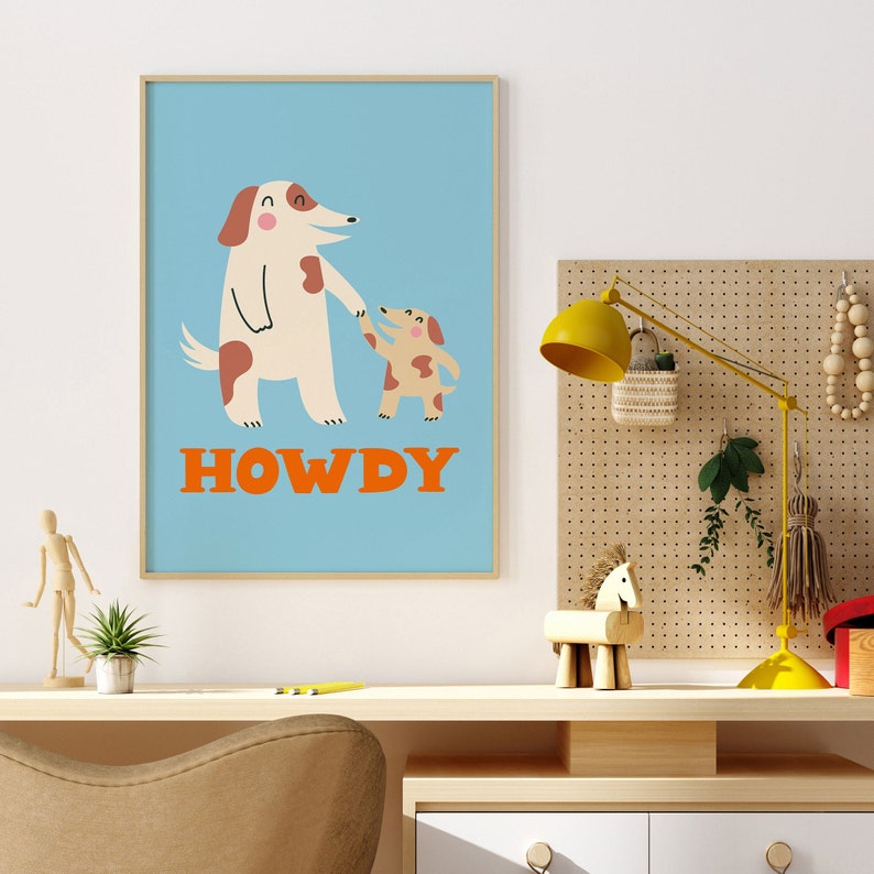 Howdy Dog Print, Cheerful Wall Art for Toddler Bedroom - Etsy