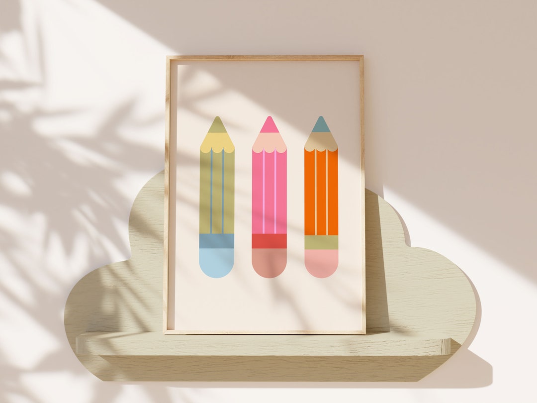 Cute Pencil Print, Fun Kids Room Poster, Toddler Classroom Wall Art ...