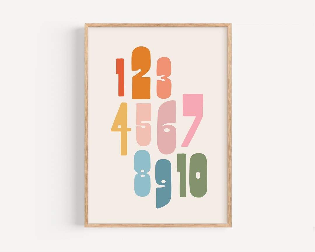 Kids Counting Poster, Rainbow Numbers Print, Colorful Kids Wall Art ...