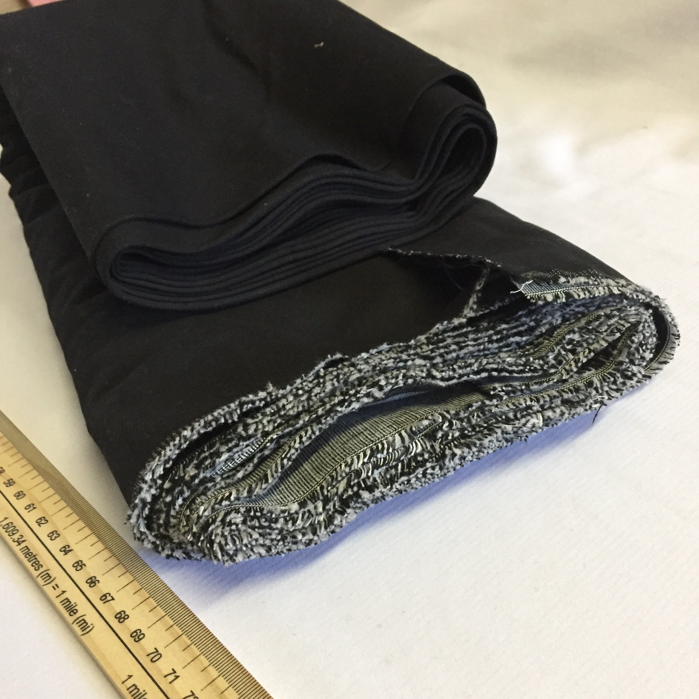 4-5m VINTAGE COTTON Duplex Black White Tartan Fabric Textile Roll ...