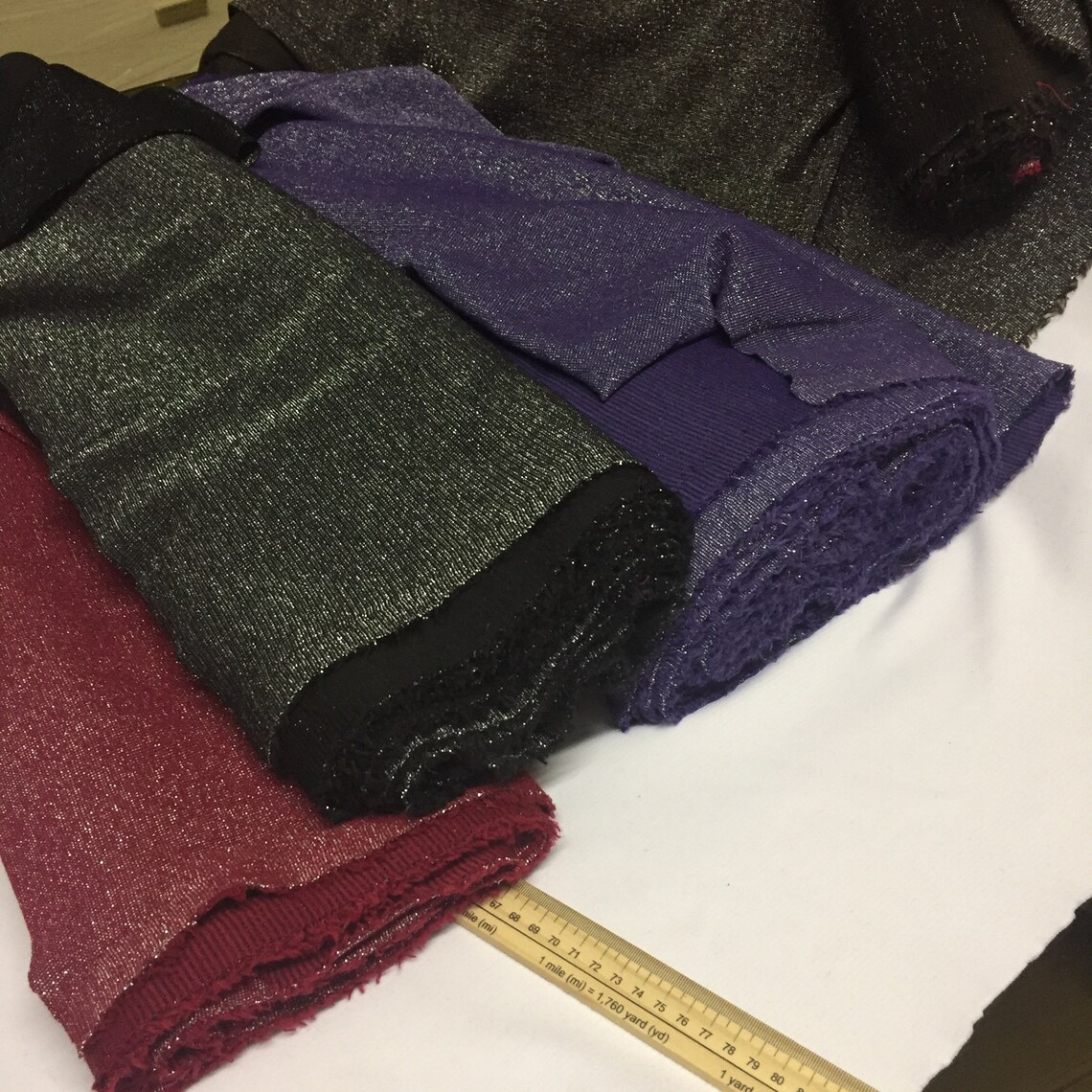 Vintage Sparkle Jersey Fabric Lot, Metallic Thread, 1990s Sewing ...